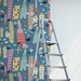 Blue Wallpaper With Colorful Cartoon Buildings for Kids, Self Adhesive ...