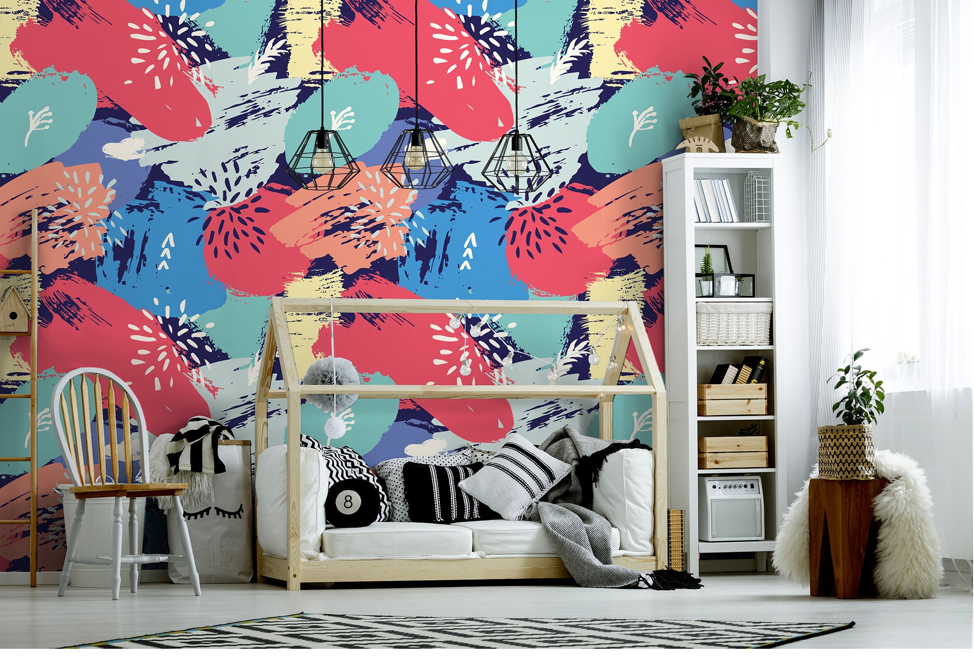 Colorful Abstract Wallpaper for Kids Self Adhesive Peel and | Etsy