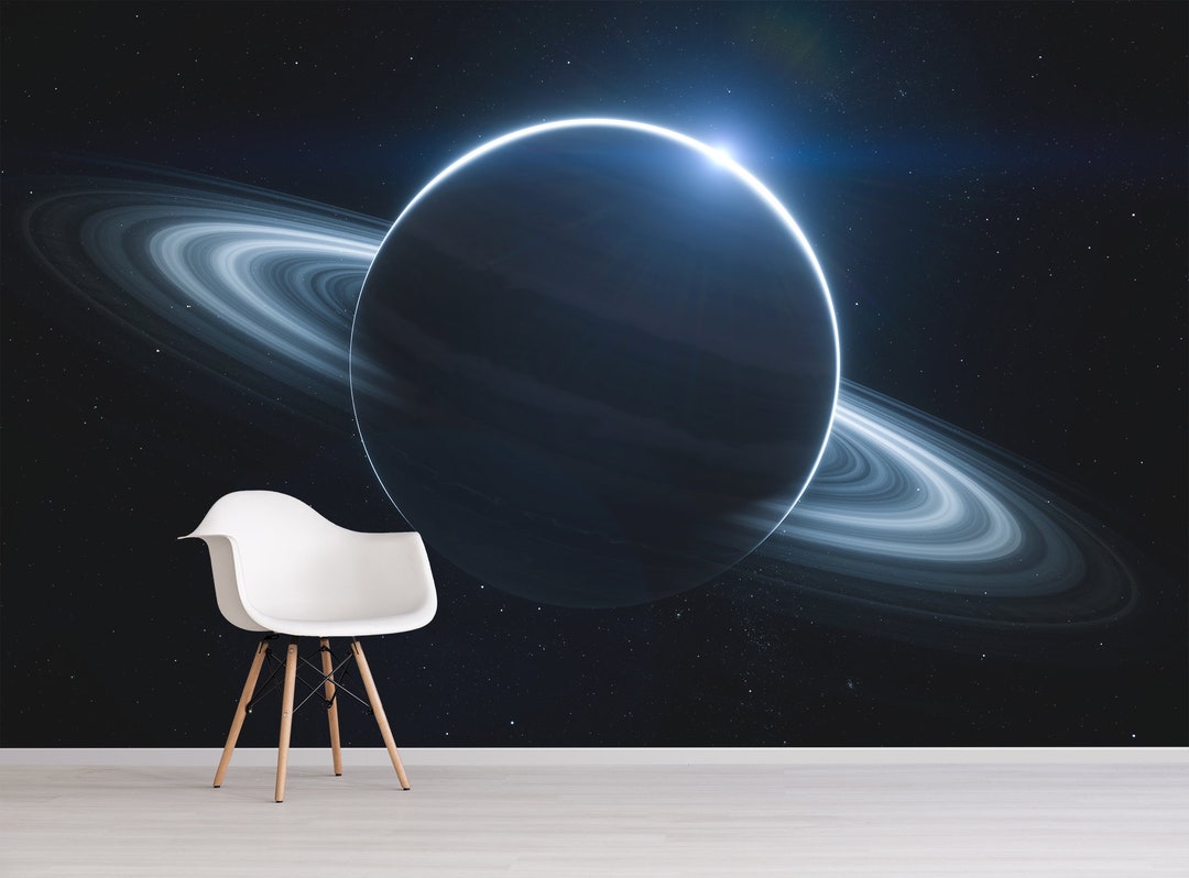 Space Wallpaper With Ring Planet, Self Adhesive, Peel and Stick Wall ...