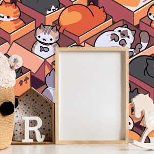 Cartoon Wallpaper With Cute Cats in Boxes, Wallpaper for Kids, Self ...