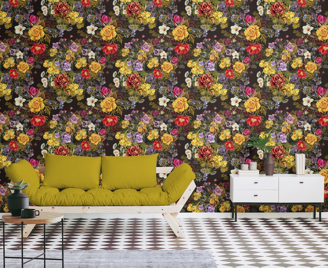 Wallpaper With Small Colorful Floral Pattern || Peel and Stick Floral ...