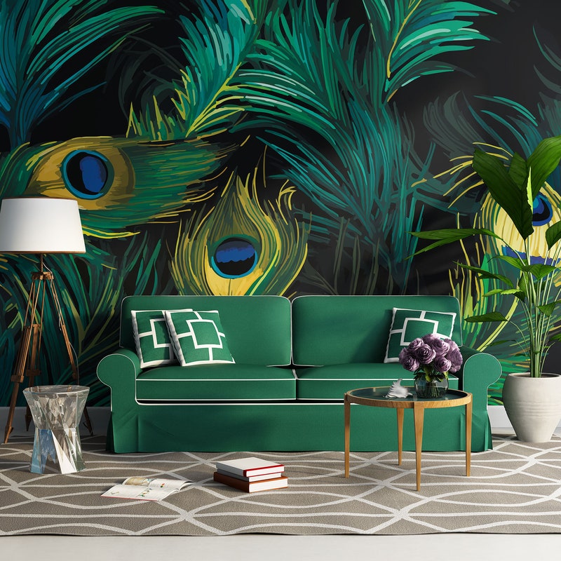 Peacock Wall Mural - Etsy