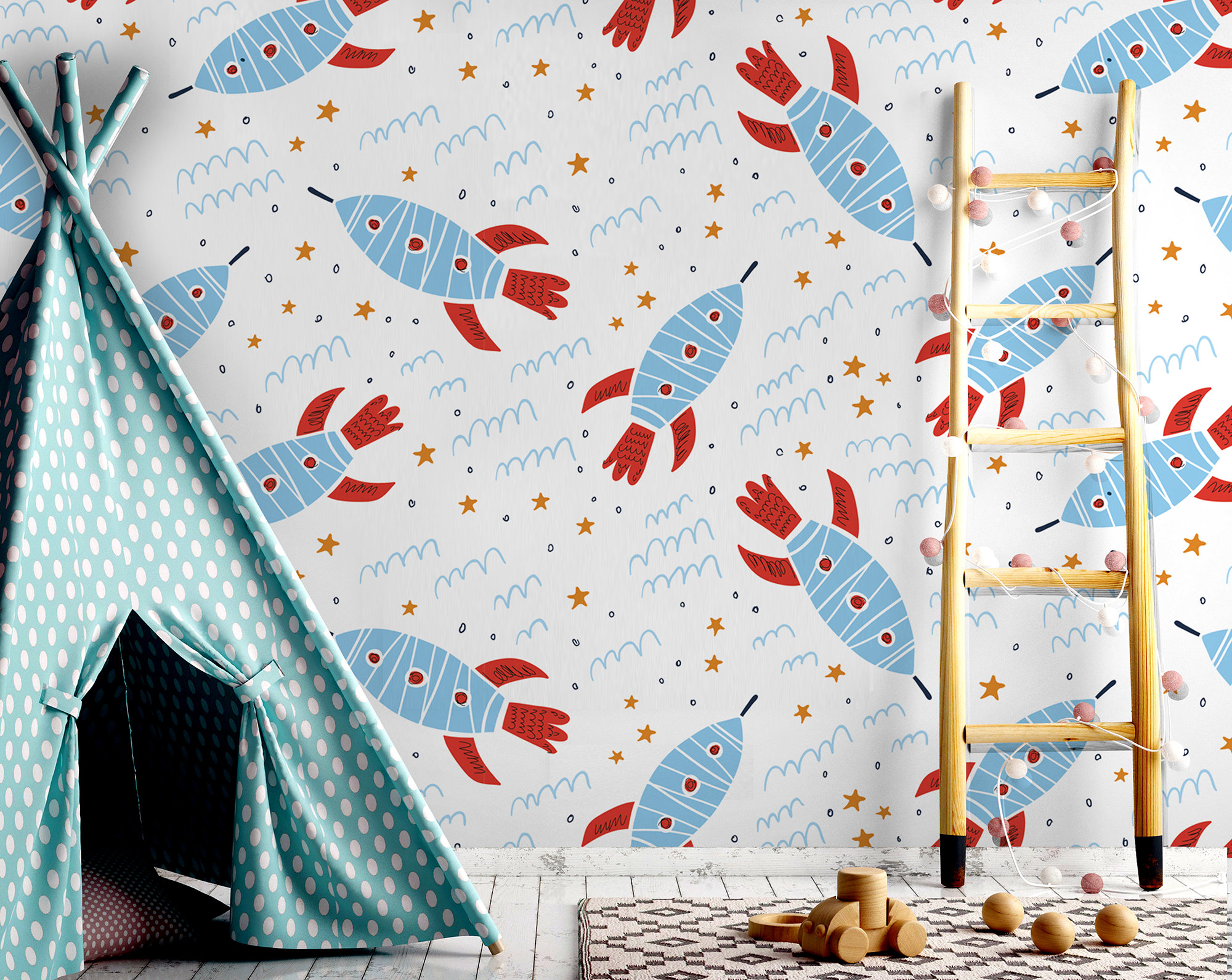 Rocket Pattern Wallpaper for Kids Self Adhesive Peel and - Etsy