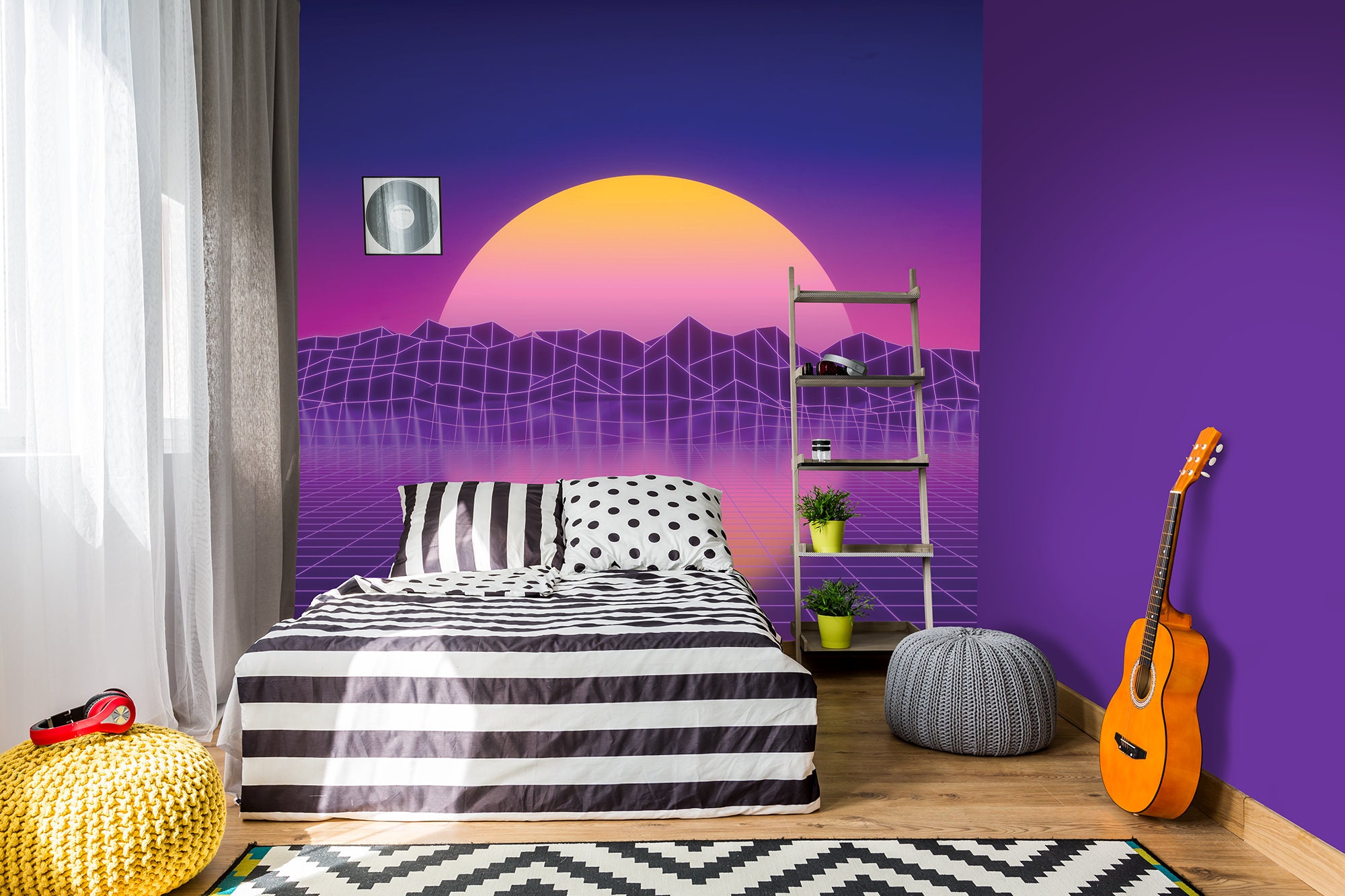 Retro Sunset Wallpaper 80's Style Self Adhesive Peel and - Etsy