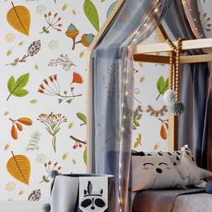 Fall Wallpaper With Autumn Leaves and Fruits, for Kids, Self Adhesive ...