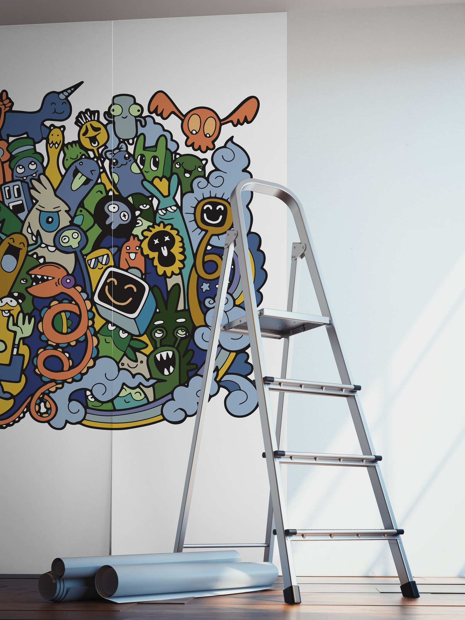 Wallpaper With Colorful Monsters Wallpaper for Kids Self - Etsy
