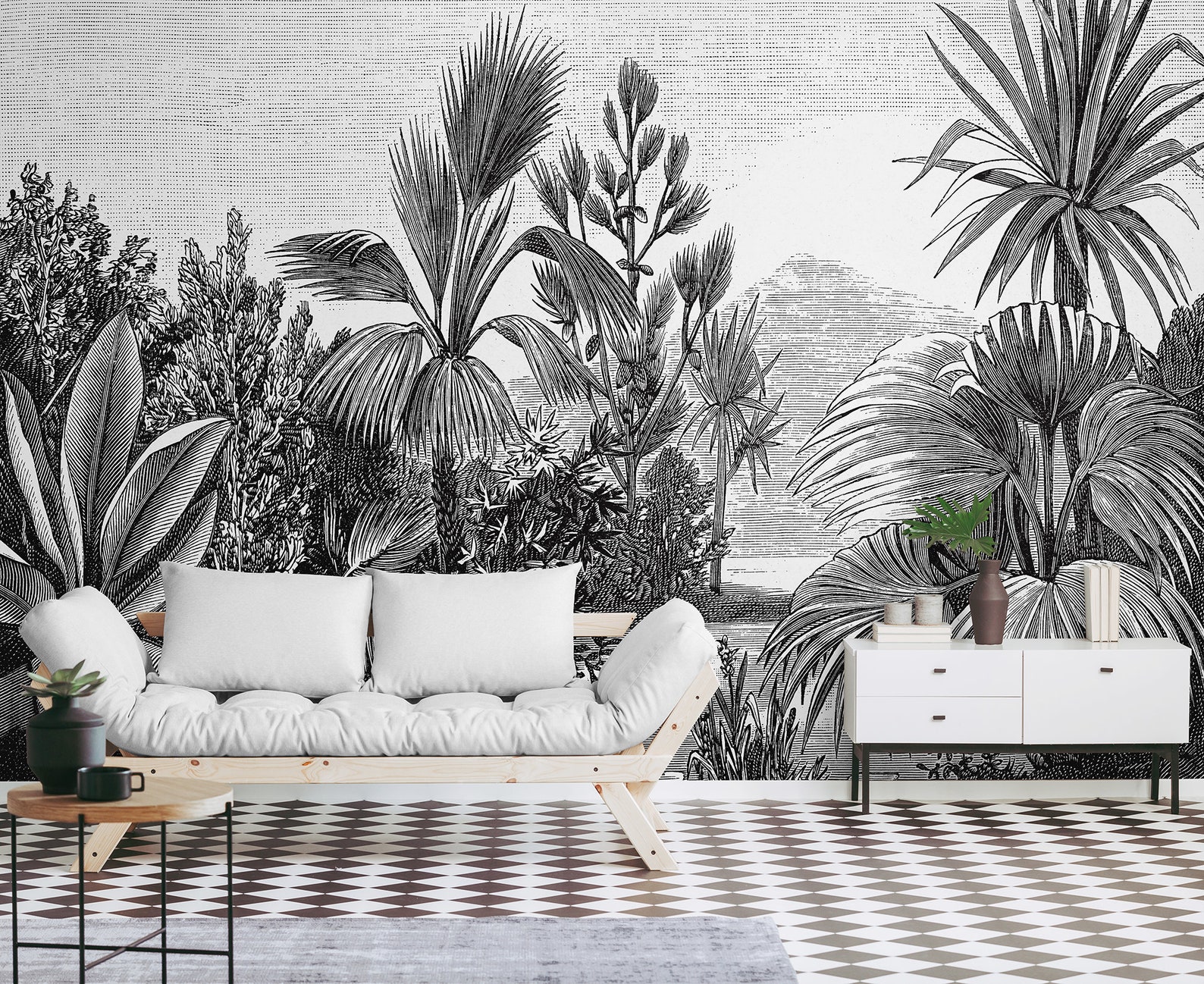 Black and White Tropical Wallpaper Self Adhesive Peel and | Etsy