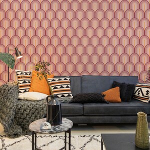 Retro Wallpaper, Arch Art Deco Wallpaper, Geometric Wall Covering ...