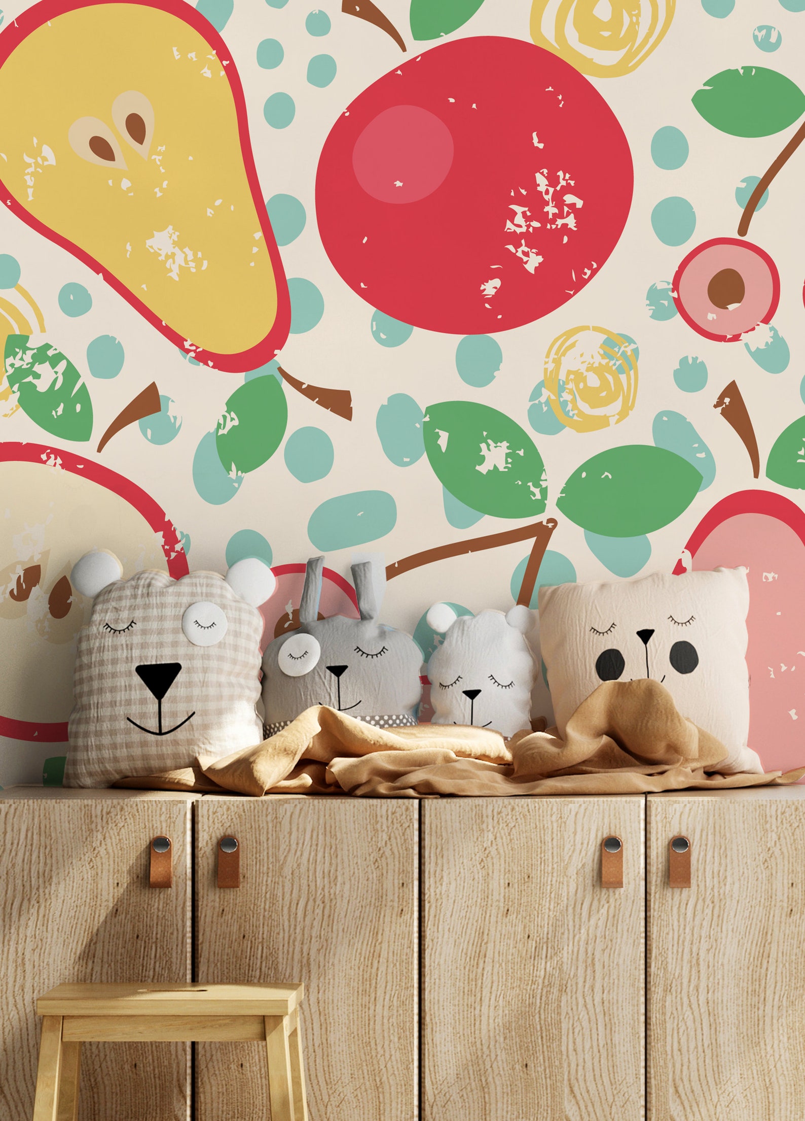 Apple Pear & Cherry Wallpaper for Kids Self Adhesive | Etsy