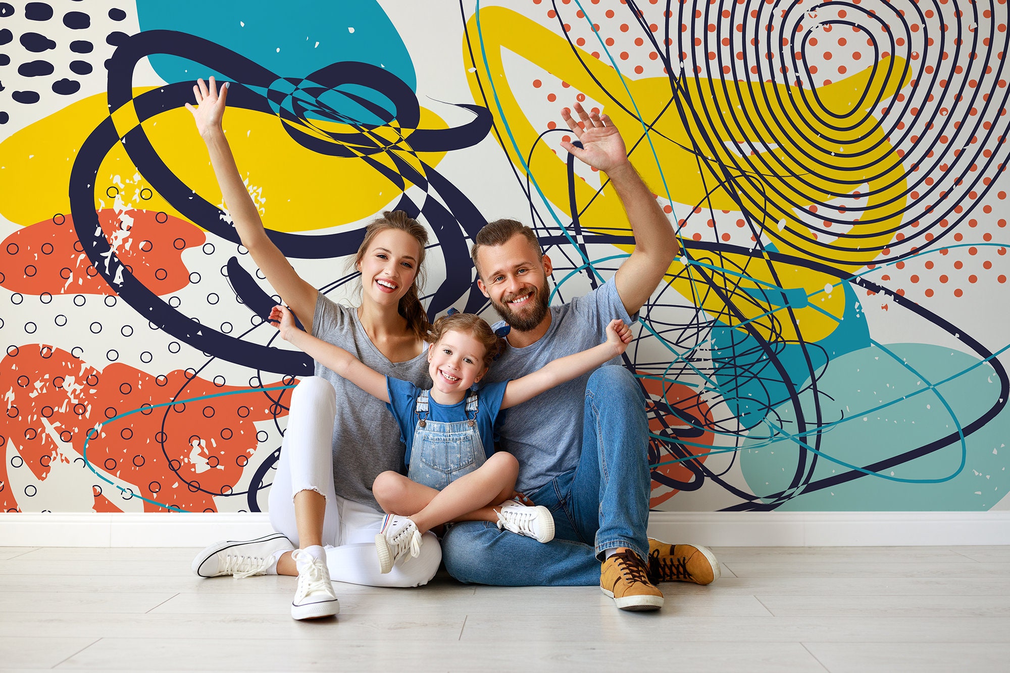 Colorful Abstract Scribbles Wallpaper || for Kids, Self Adhesive, Peel ...