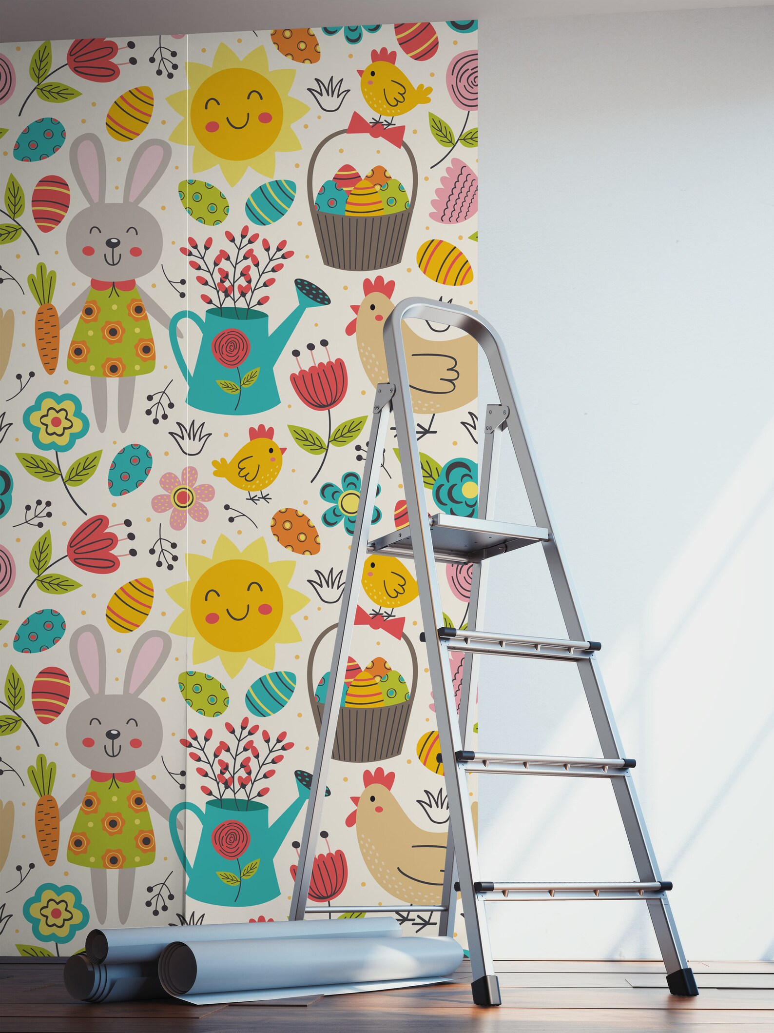 Colorful Easter Wallpaper With Eggs and Animals || for Kids, Self ...