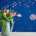 Blue Astro Wallpaper With Planets and Galaxies Self Adhesive - Etsy