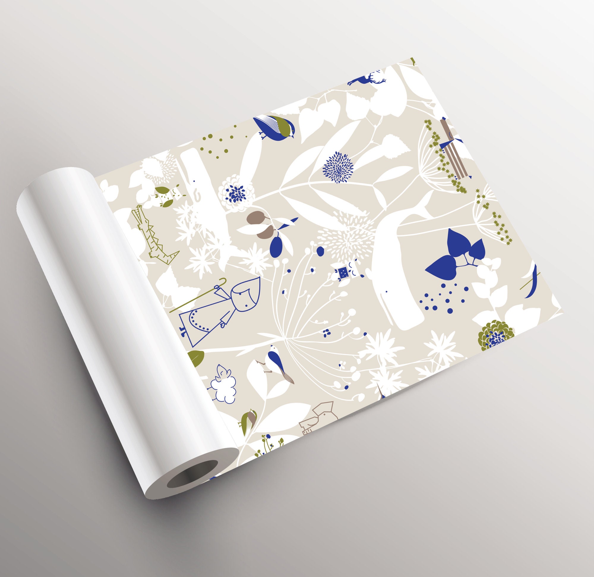 Gray Wallpaper With Nature Pattern, Wallpaper for Kids, Self Adhesive ...