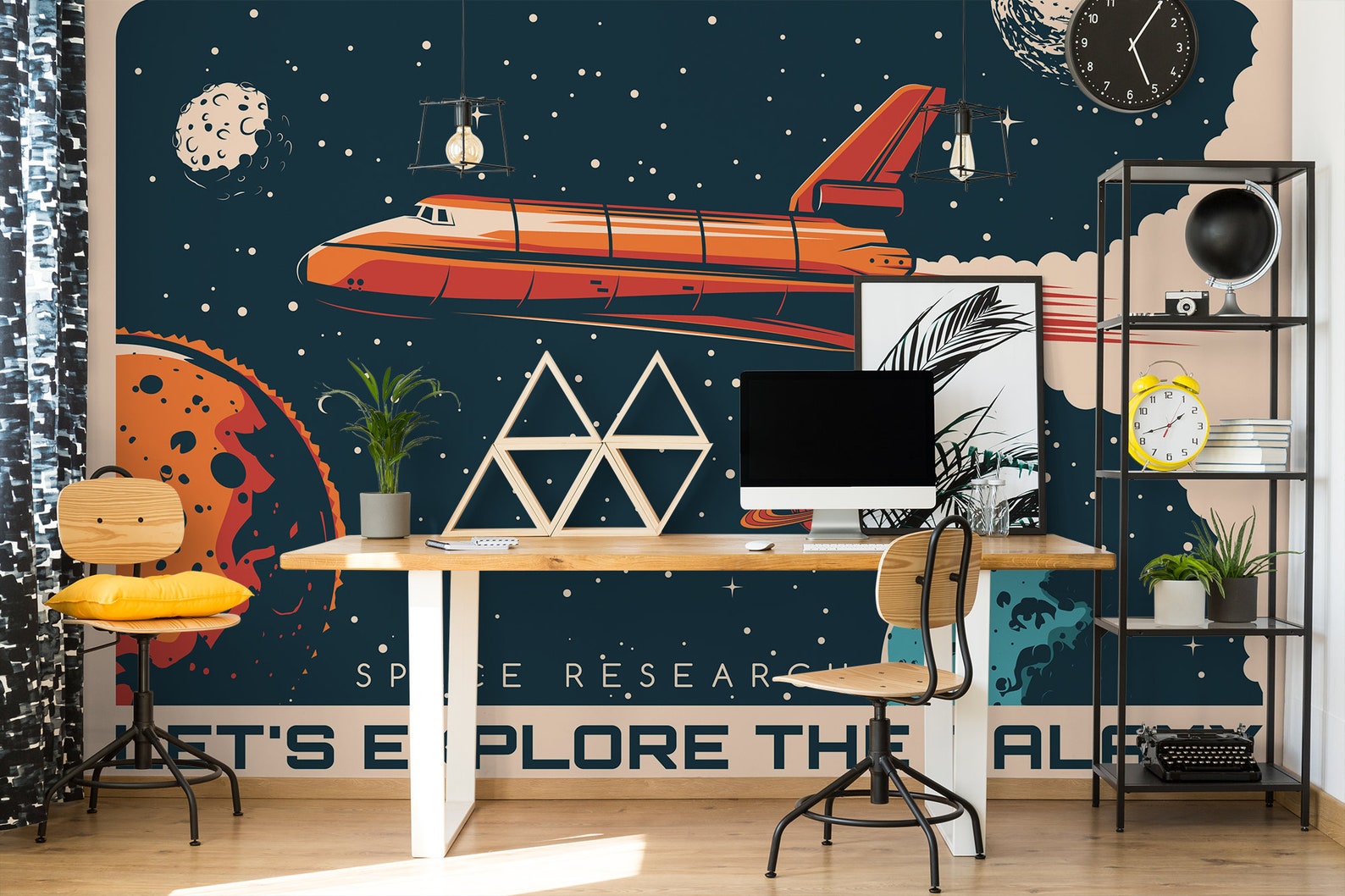 Retro Space Wallpaper Explore the Galaxy Spaceship and | Etsy