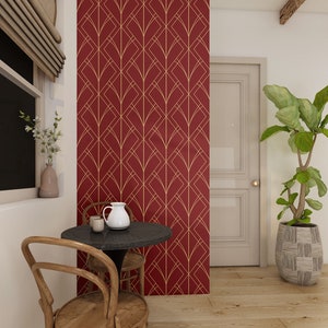 Dark Red Classic Retro Art Deco Geometric Burgundy Luxury Pattern ...