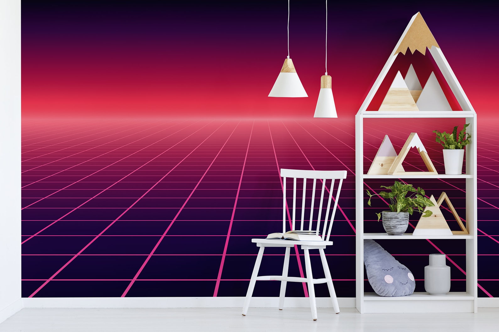 Retro purple and red wallpaper 80's style self adhesive | Etsy