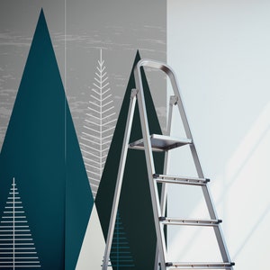 Vector Abstract Wallpaper With Triangles and Trees, Self Adhesive, Peel ...