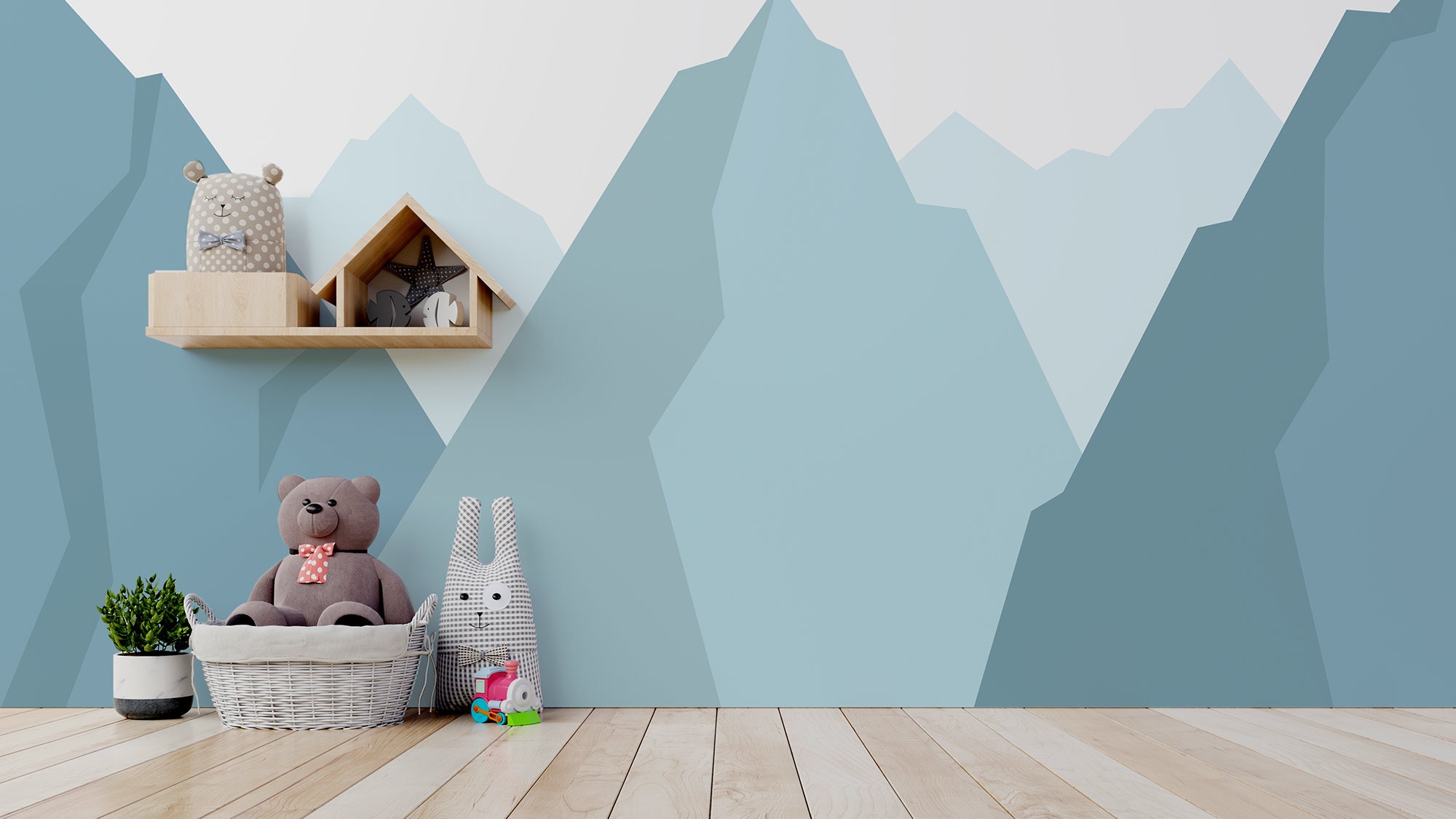 Vector Blue Mountains Wallpaper for Kids Self Adhesive - Etsy