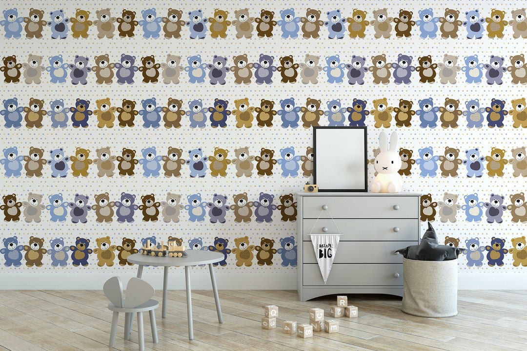 Wallpaper With Teddy Bear Pattern || for Kids, Self Adhesive, Peel and ...