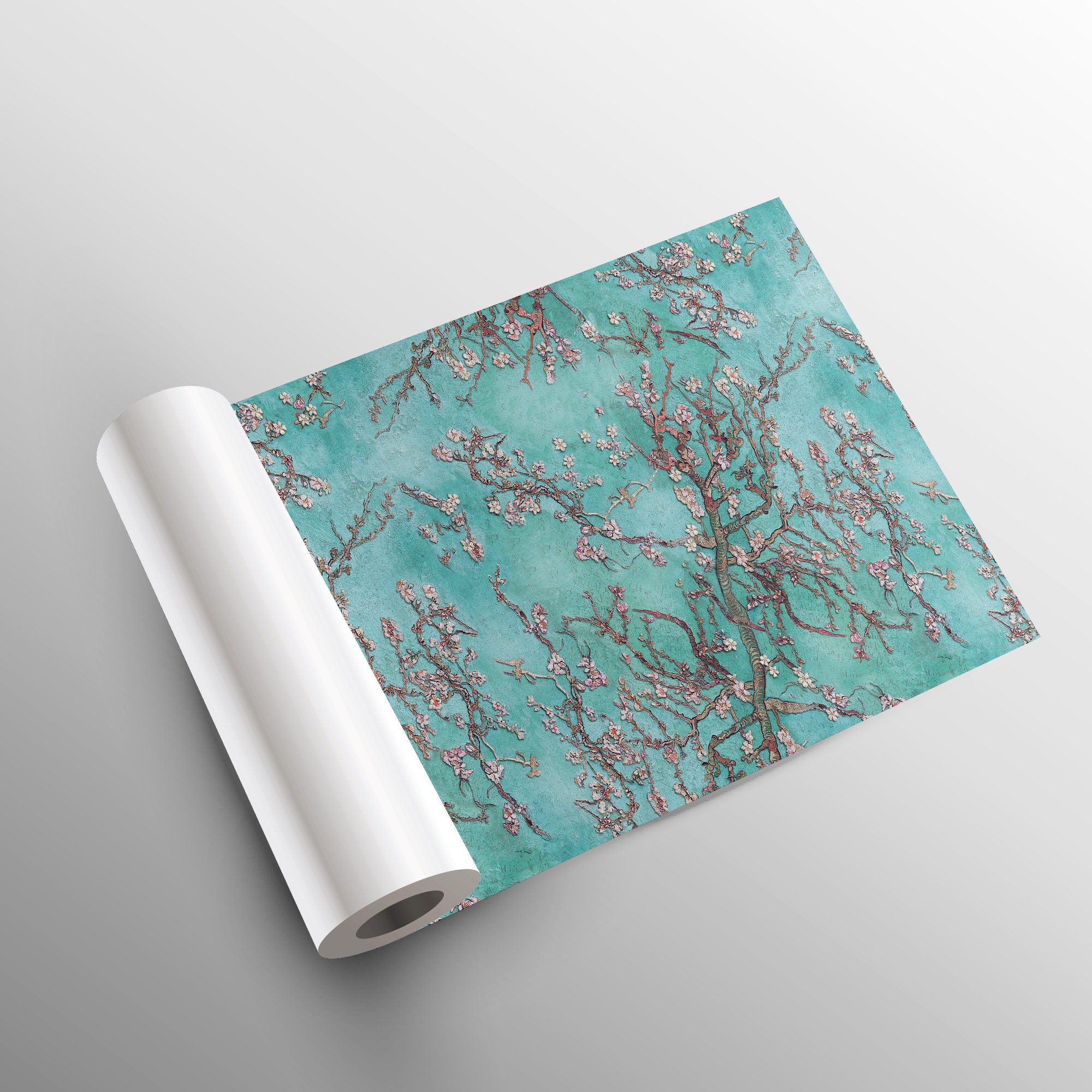 Blue Wallpaper With Blooming Cherry Tree Pattern || Peel and Stick ...