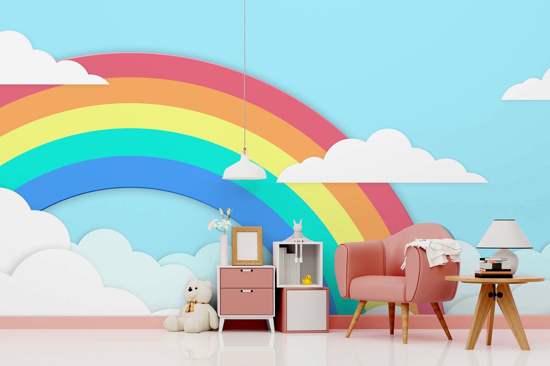 Rainbow Wallpaper, Wallpaper for Kids, Self Adhesive, Peel and Stick ...