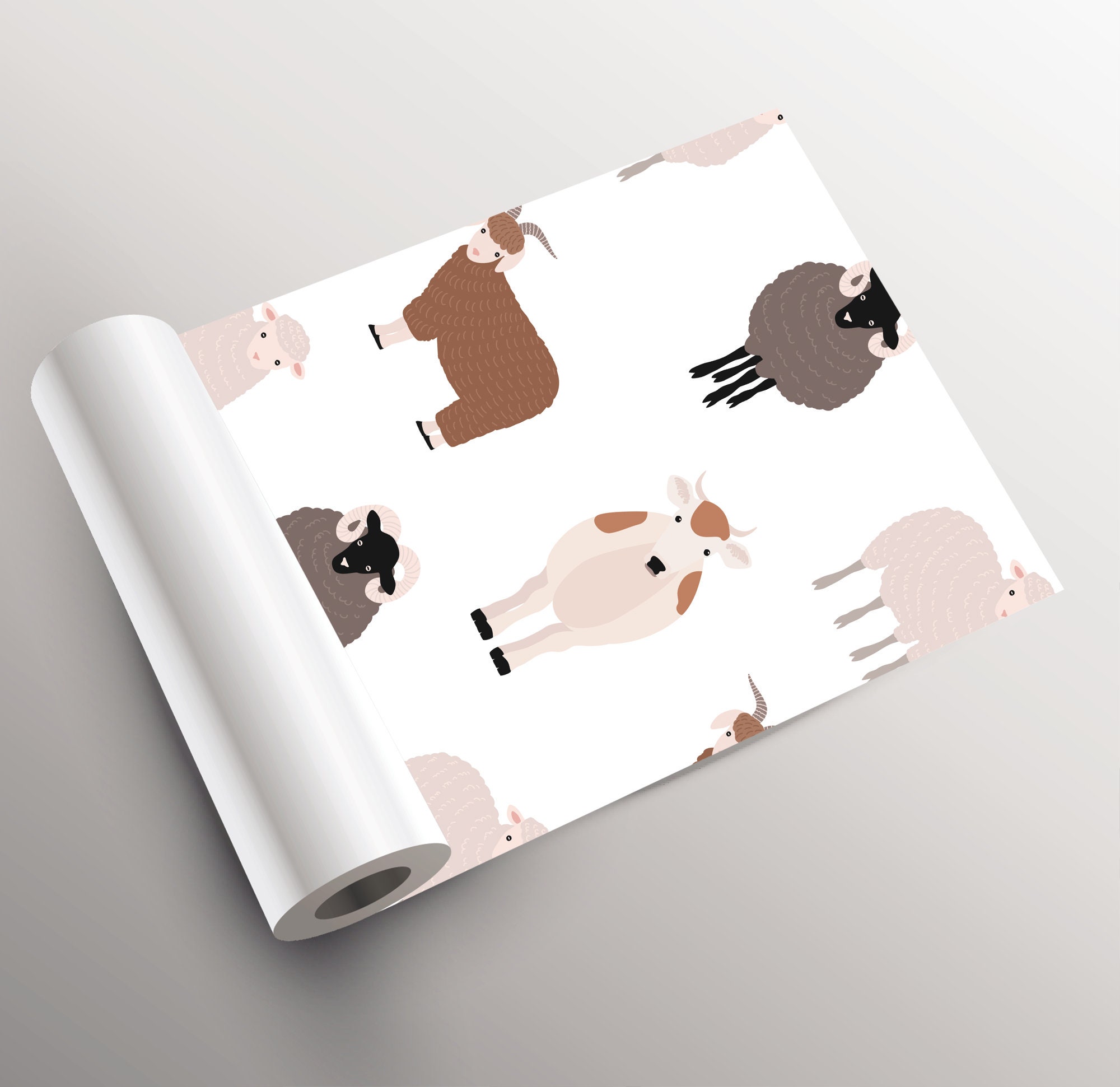 Wallpaper With Cute Farm Animals Pattern || for Kids, Self Adhesive ...