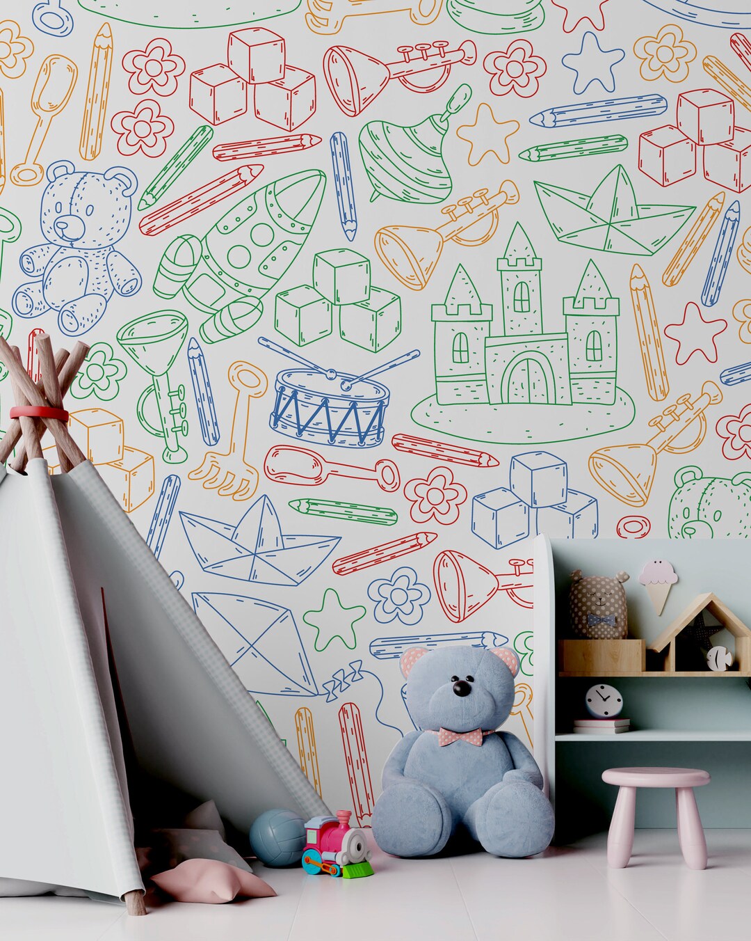 Colorful Baby Pattern Wallpaper || for Kids, Self Adhesive, Peel and ...