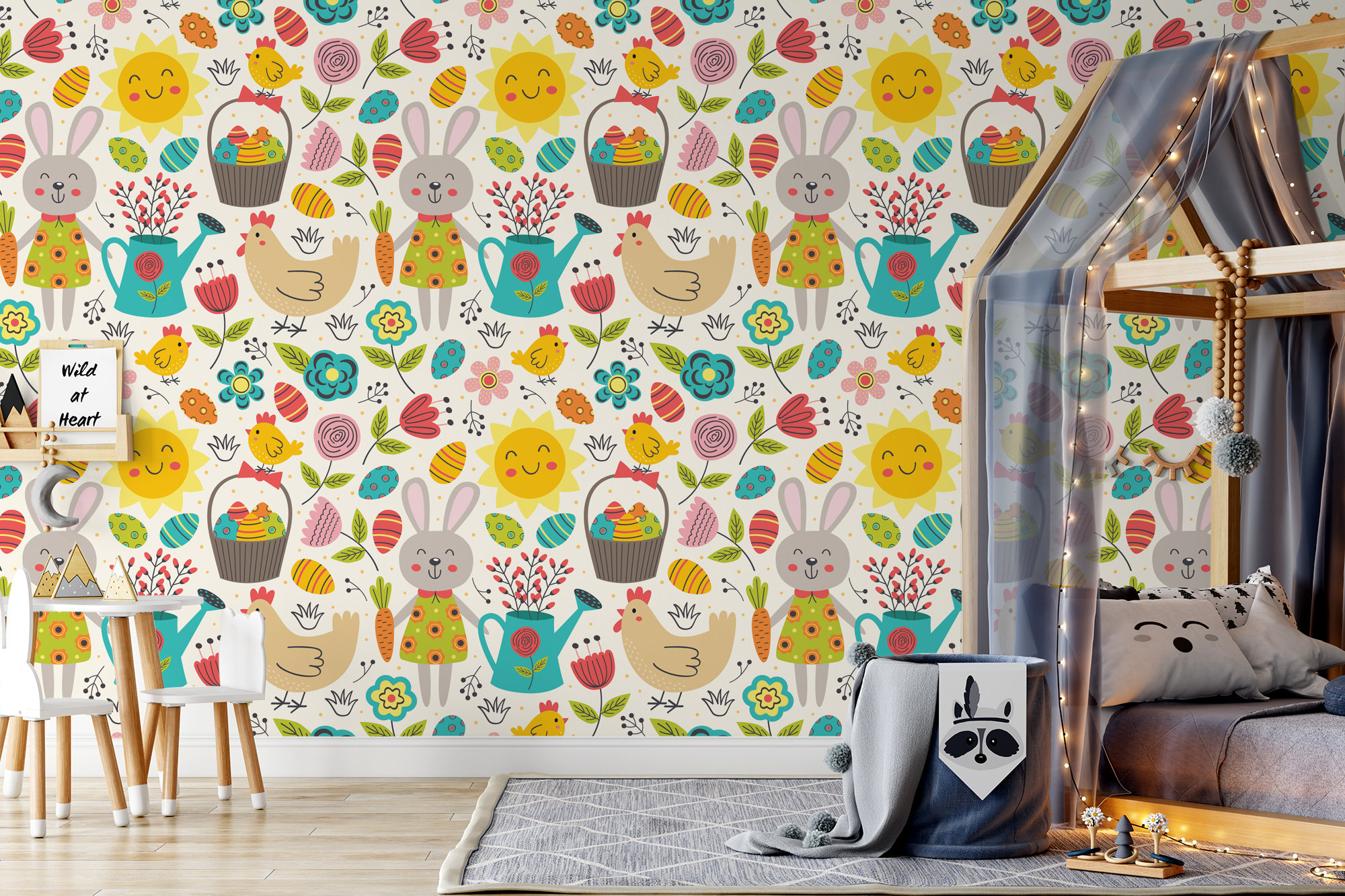 Colorful Easter Wallpaper With Eggs and Animals || for Kids, Self ...