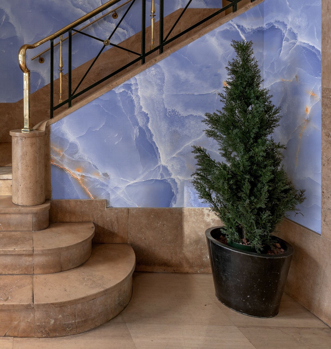 Blue Marble Stone Wallpaper, Marble Wall Mural, Crystal Wallpaper ...