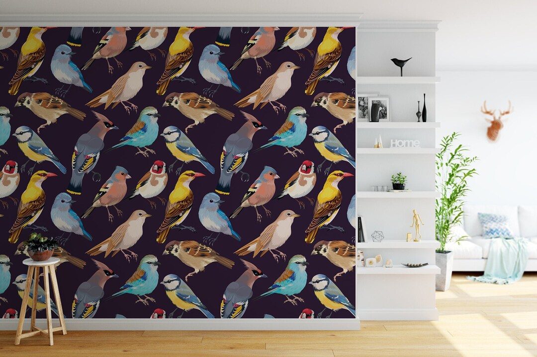 Purple Wallpaper With Beautiful Birds || for Kids, Self Adhesive, Peel ...