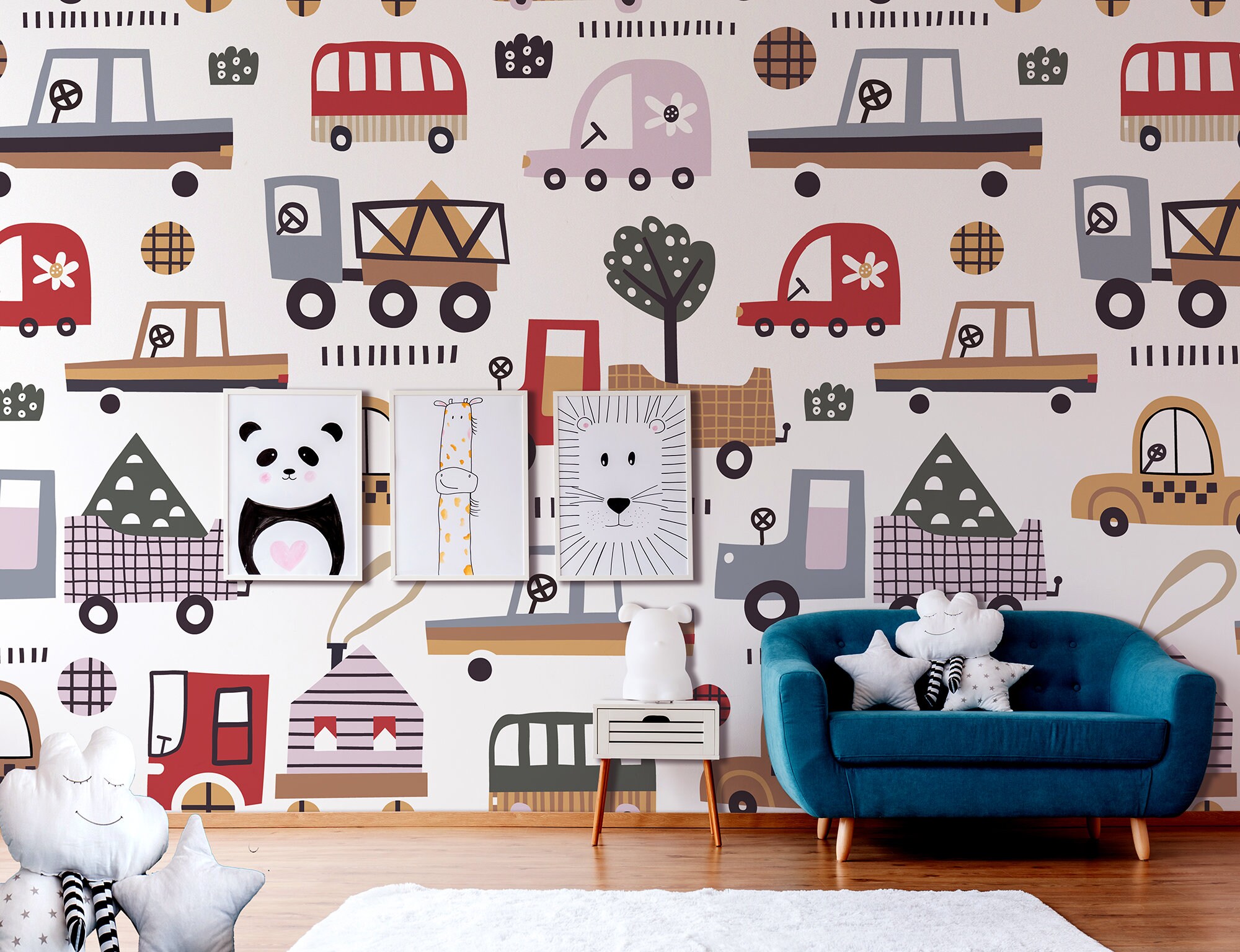 Wallpaper With Colorful Car Pattern for Kids Self - Etsy