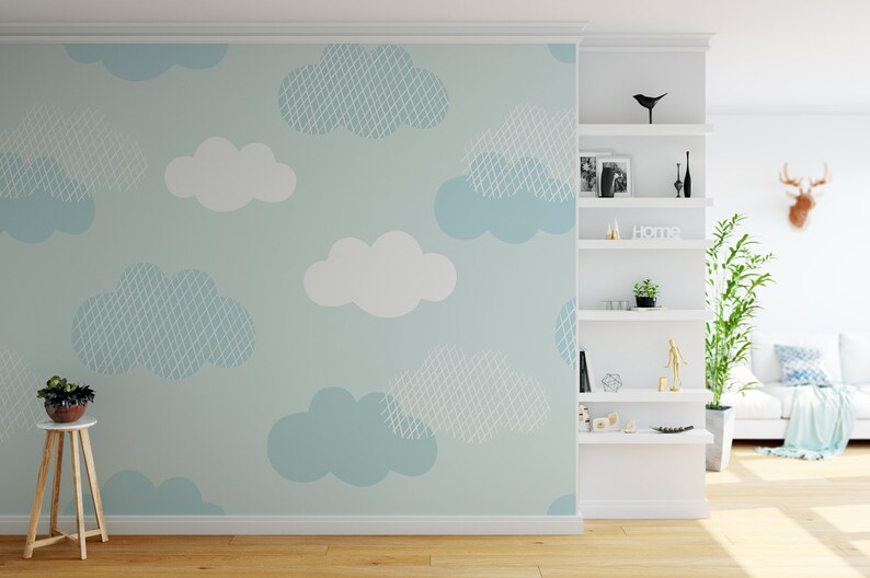 Blue Sky Wallpaper With Clouds for Kids Self Adhesive - Etsy