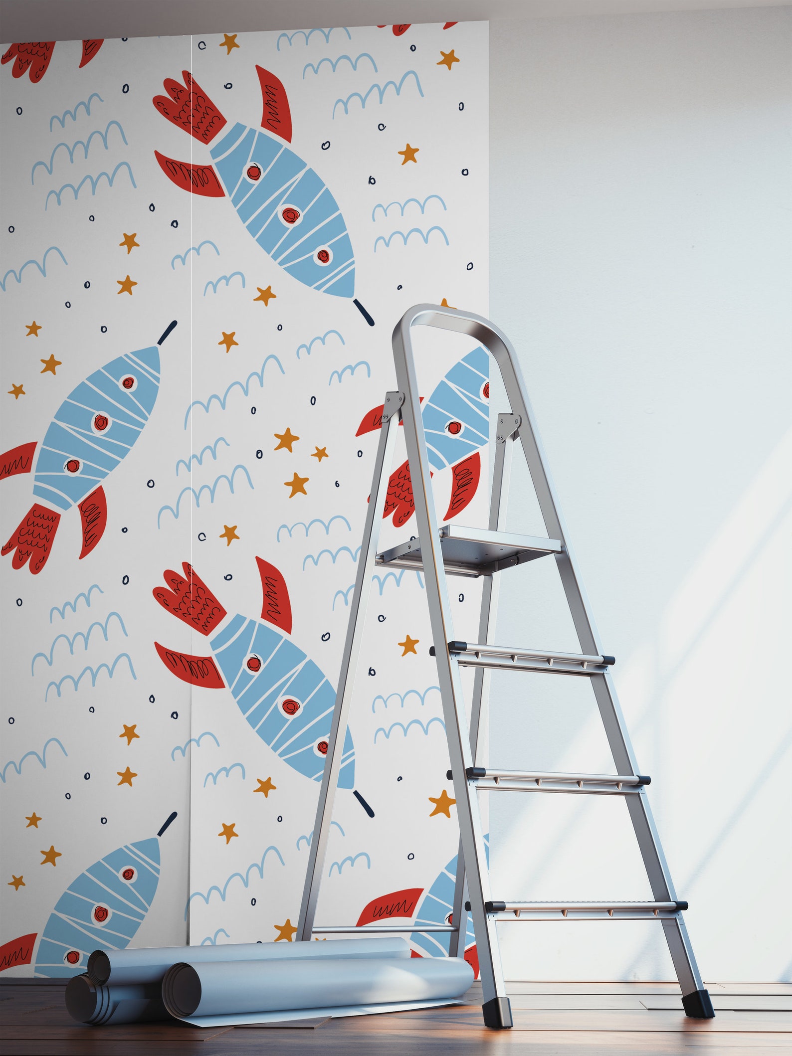 Rocket Pattern Wallpaper for Kids Self Adhesive Peel and - Etsy