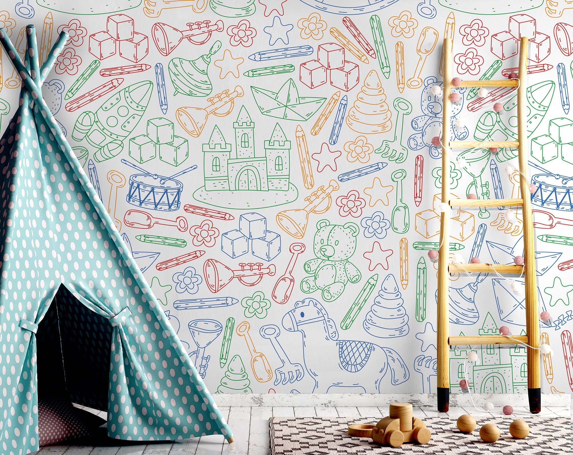 Colorful Baby Pattern Wallpaper for Kids Self Adhesive - Etsy