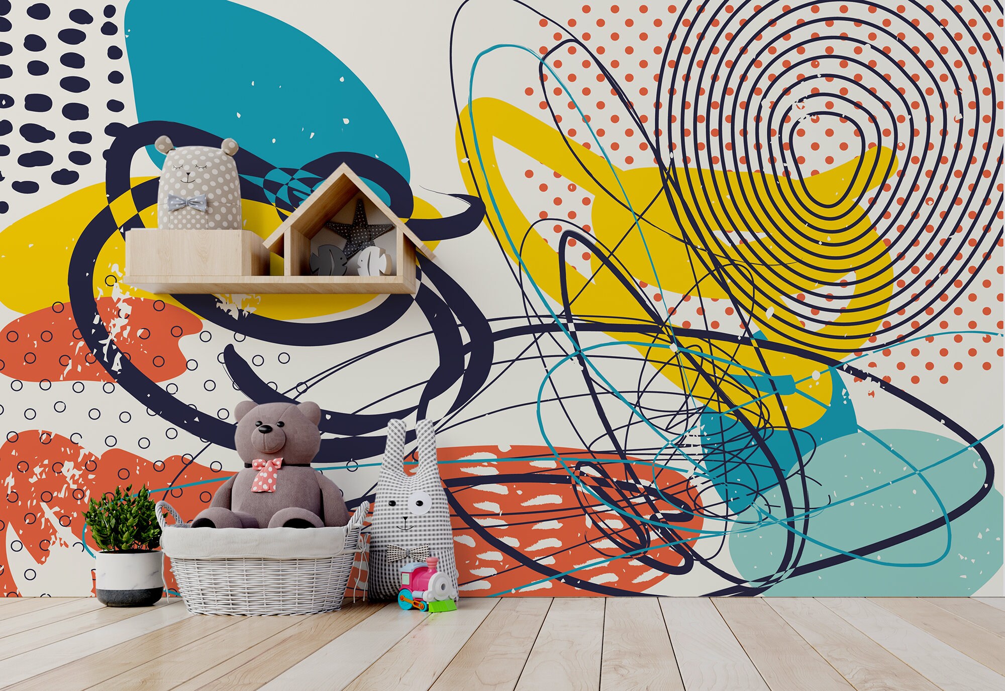 Colorful Abstract Scribbles Wallpaper || for Kids, Self Adhesive, Peel ...