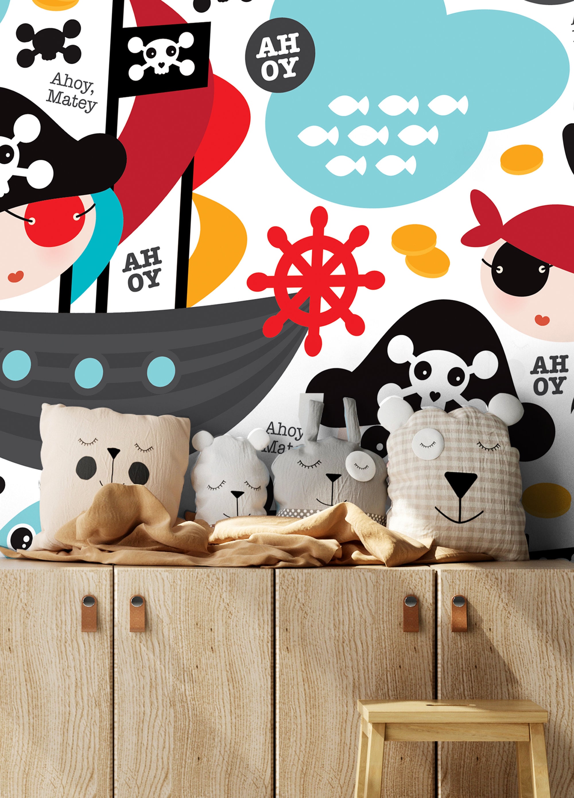 Little Pirate Wallpaper, for Kids, Self Adhesive, Peel and Stick Wall ...
