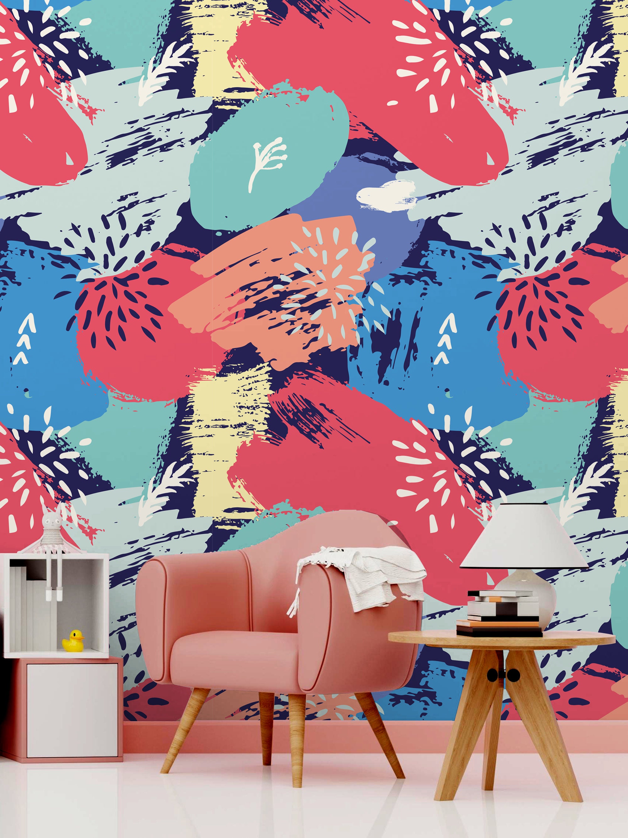 Colorful Abstract Wallpaper for Kids Self Adhesive Peel and | Etsy