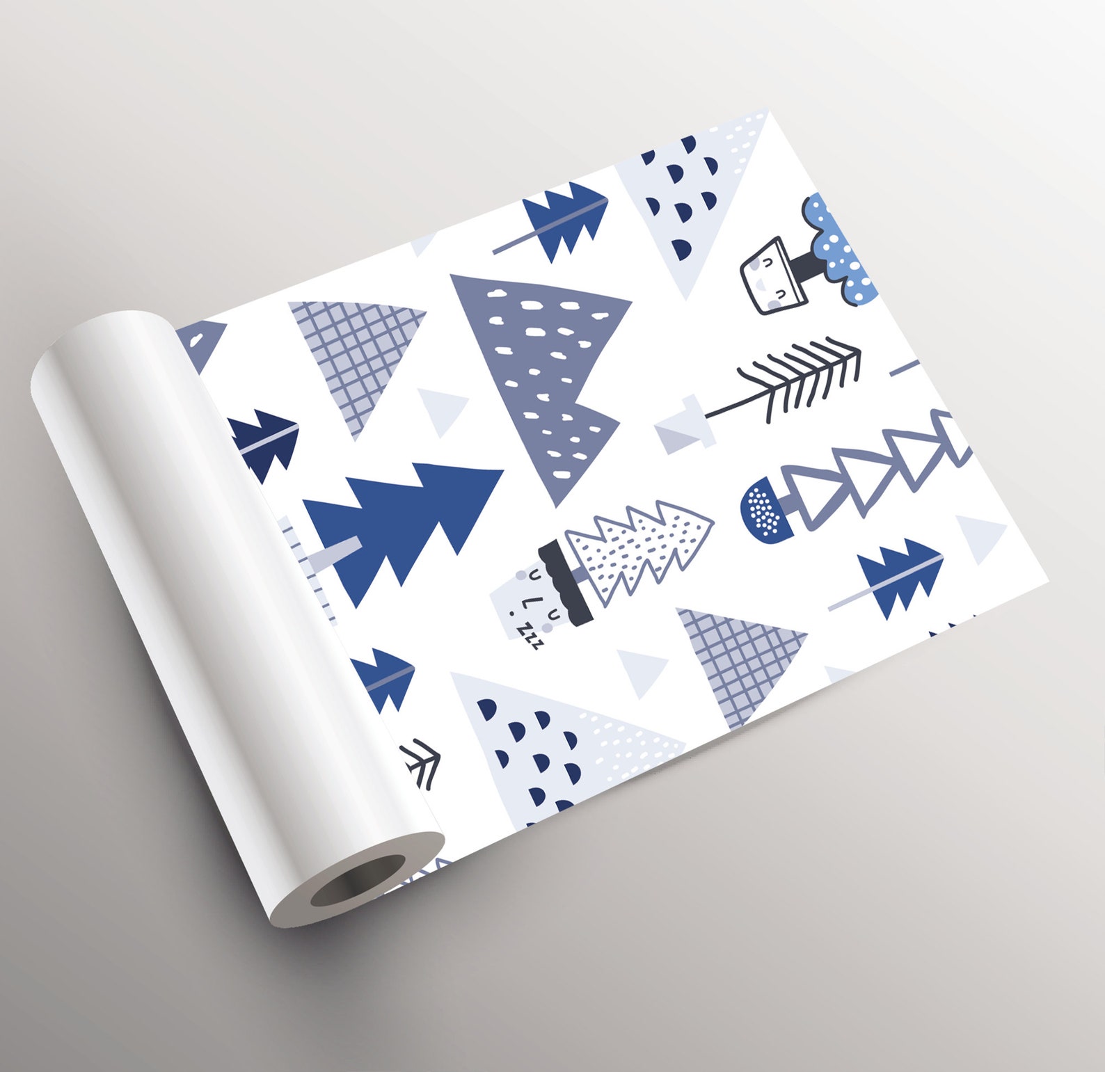 White Wallpaper With Blue Tree Pattern for Kids Self - Etsy