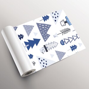 White Wallpaper With Blue Tree Pattern for Kids Self - Etsy