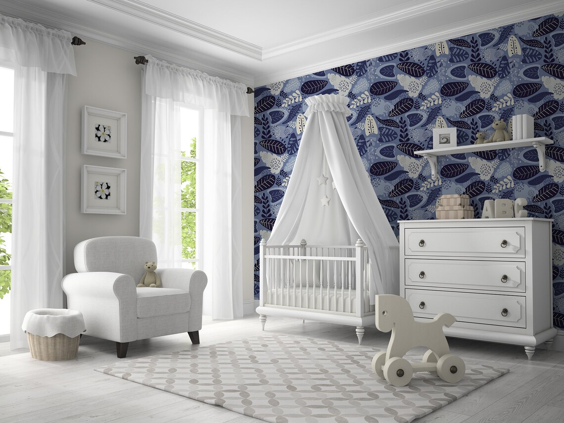 Blue Abstract Cartoon Wallpaper With Exotic Leaves || for Kids, Self ...
