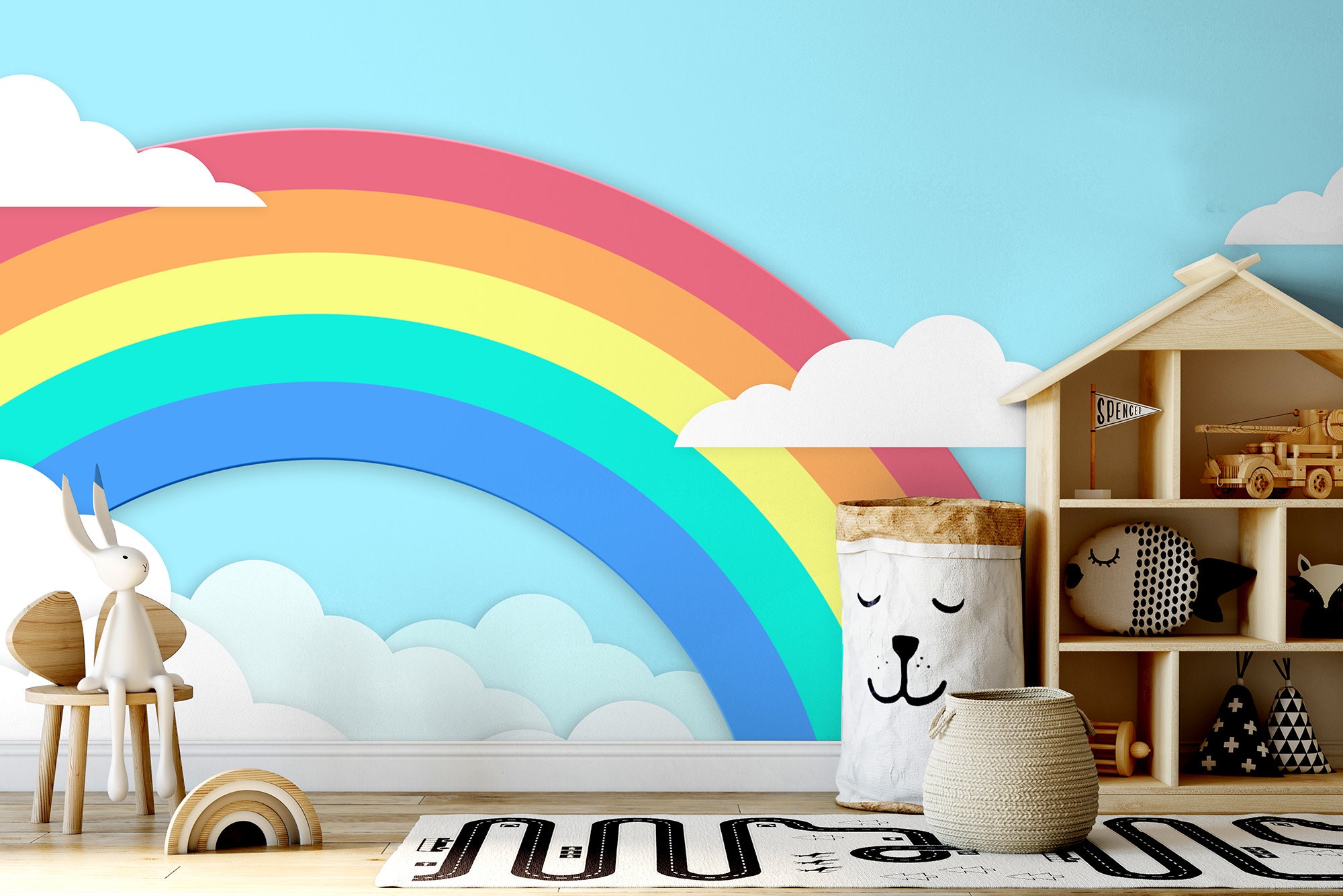 Rainbow Wallpaper Wallpaper for Kids Self Adhesive Peel and | Etsy