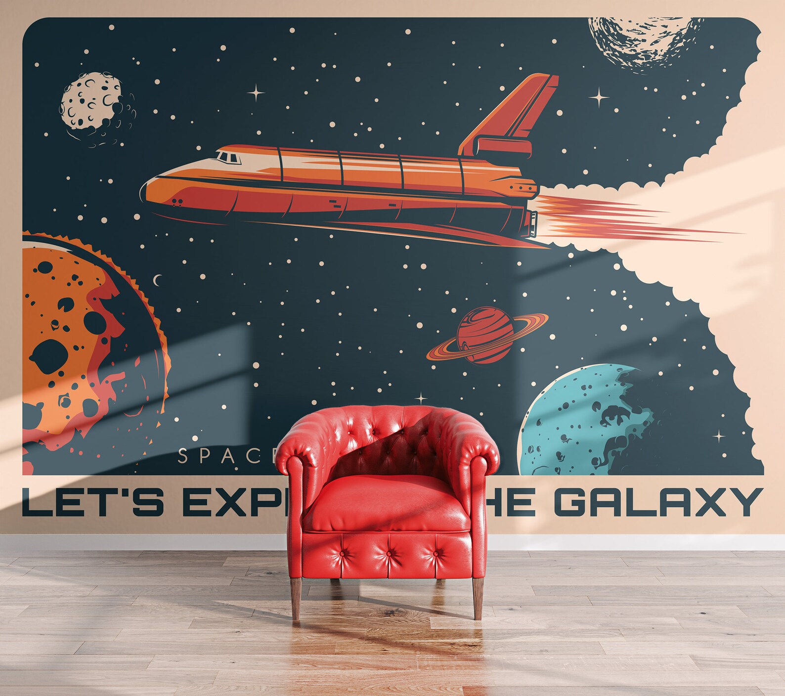 Retro Space Wallpaper Explore the Galaxy Spaceship and | Etsy