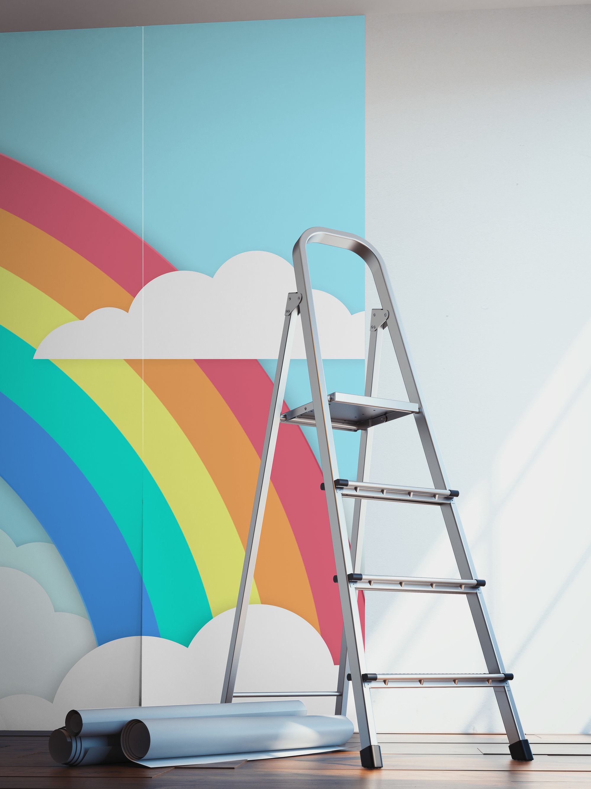 Rainbow Wallpaper Wallpaper for Kids Self Adhesive Peel and | Etsy