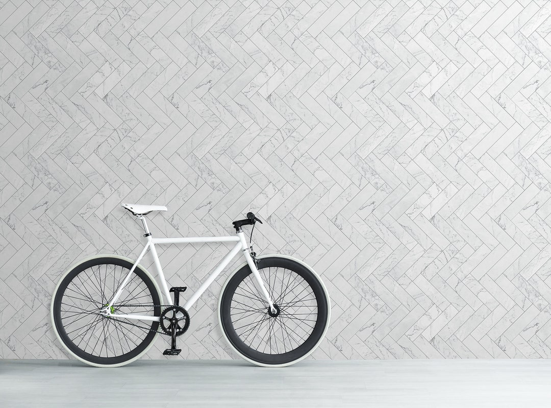 White Wallpaper With Geometric Linear Pattern, Self Adhesive, Peel and ...