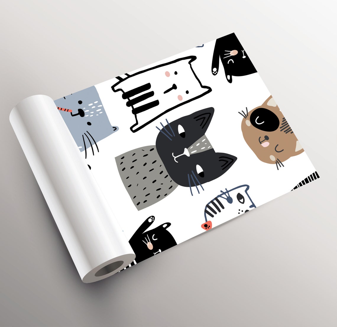 Wallpaper With Funny Cartoon Cats || for Kids, Self Adhesive, Peel and ...