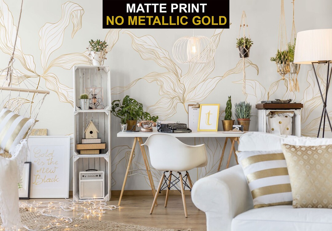 Light Subtle Abstract Art Deco Floral Wallpaper, Big Flowers, Elegant ...