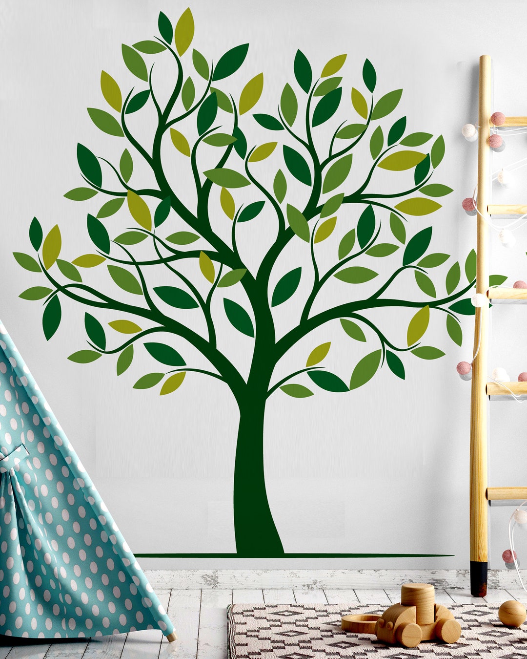 Green Tree Wallpaper, for Kids, Self Adhesive, Peel and Stick Wall ...