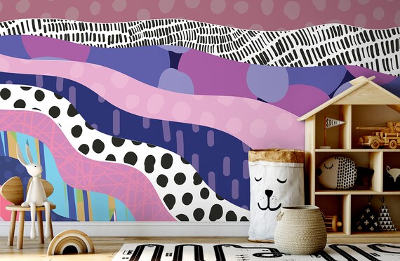Colorful Abstract Wallpaper Wallpaper for Kids Self - Etsy
