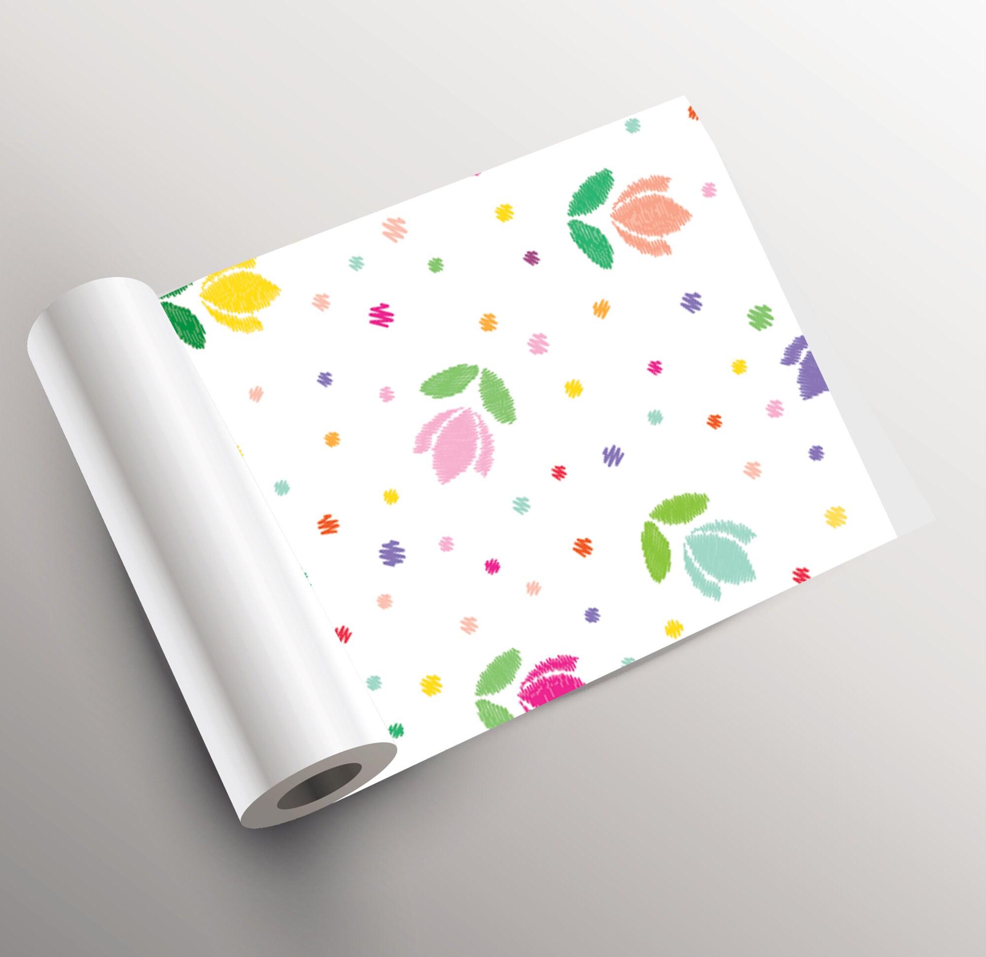 White Wallpaper With Colorful Tulip Pattern Wallpaper for | Etsy