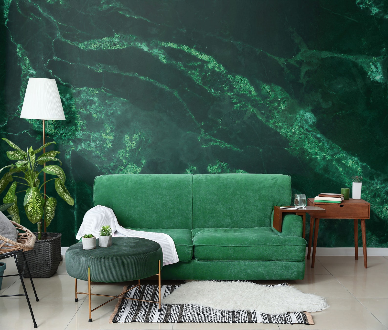 Dark Emerald Green Marble Wallpaper || Self Adhesive, Peel and Stick ...